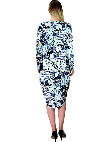 Women's Aqua Splash Water Colored Print Comfy Cover Up Midi Dress ...